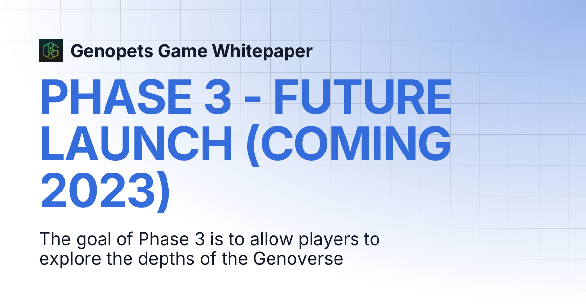 PHASE 3 - FUTURE LAUNCH (COMING 2023) | Genopets Game Whitepaper